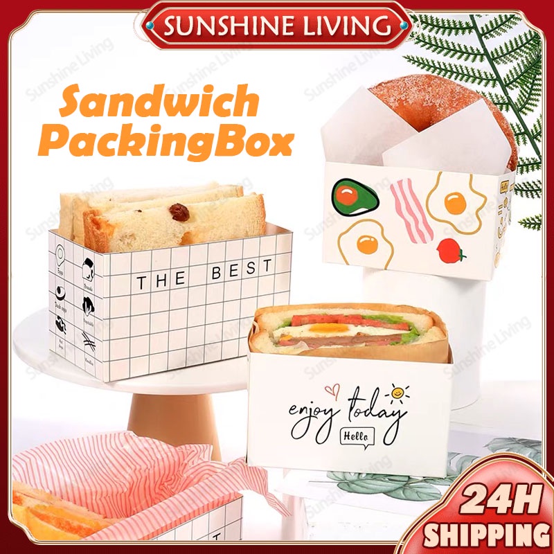 50/100Pcs Sandwich Packaging Box Korean Hamburger Bread Toast Box ...