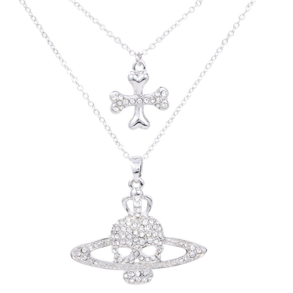 Vivienne westwood Saturn Skull Cross Pendant Necklace Unique Punk ...