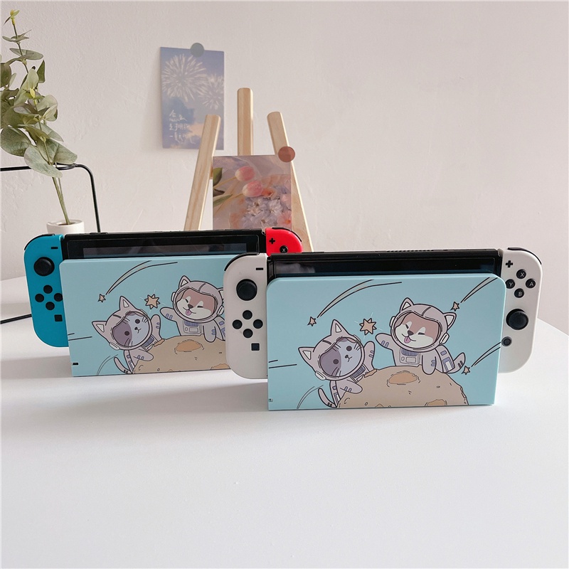 NEW Case For Nintendo Switch V2 V1 OLED Charging Dock Space Shiba Inu ...