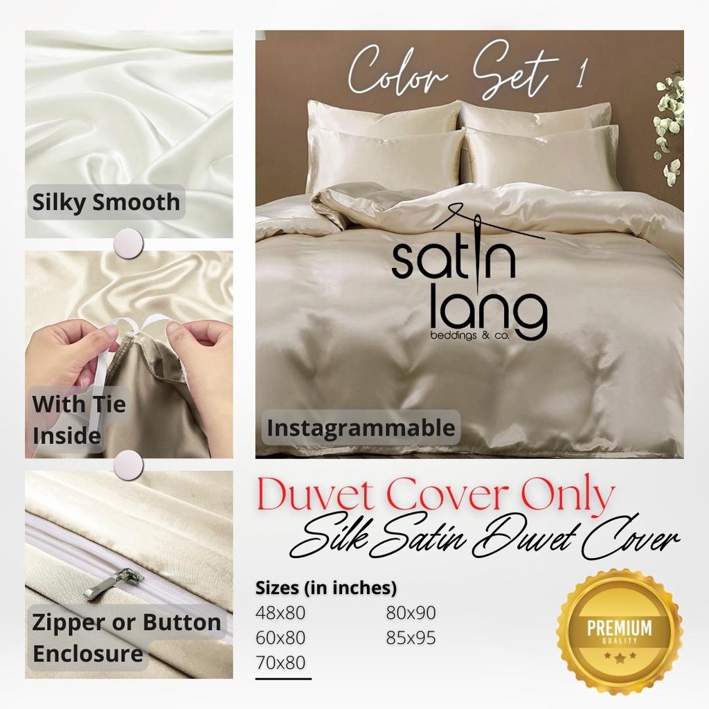 DUVET Cover SATIN Silk (with buttons) - CS1 | Shopee Philippines