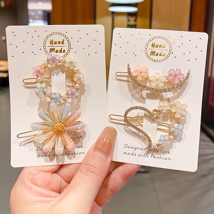 Daisy Rhinestone Hairpin Female Korean Temperament Bangs Edge Clip