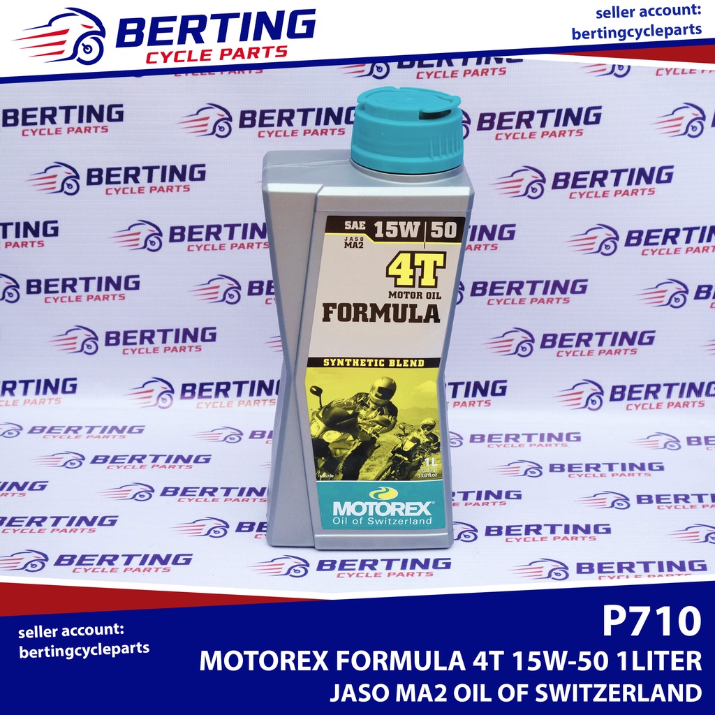 MOTOREX FORMULA 4T SYNTHETIC BLEND 1 LITER 15W-50 JASO MA2 Genuine KTM ...