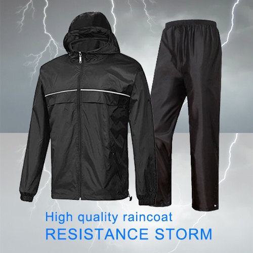 Breathable Reflective Hooded Raincoat Waterproof Thick Jacket and Pants ...