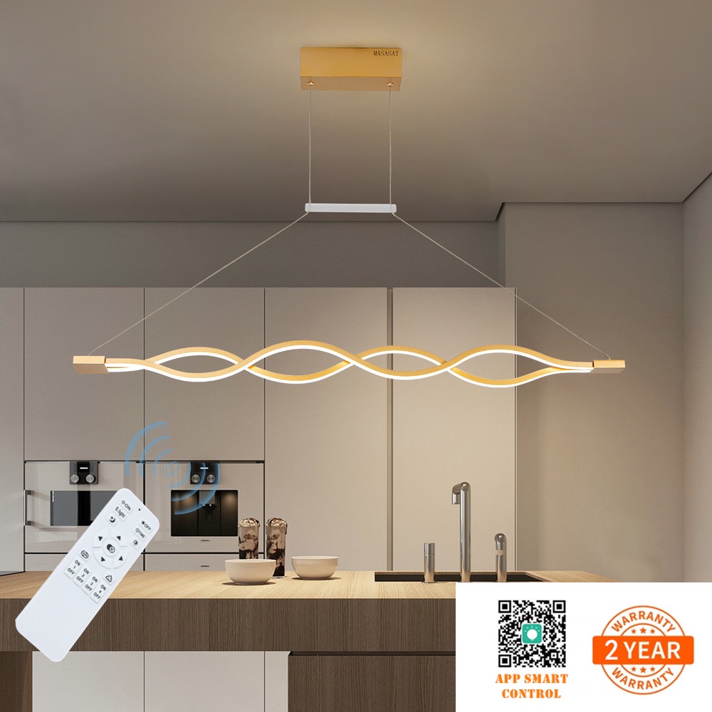 Pendant Lighting, 2-Light 32W Dimmable Modern LED Chandelier Linear ...