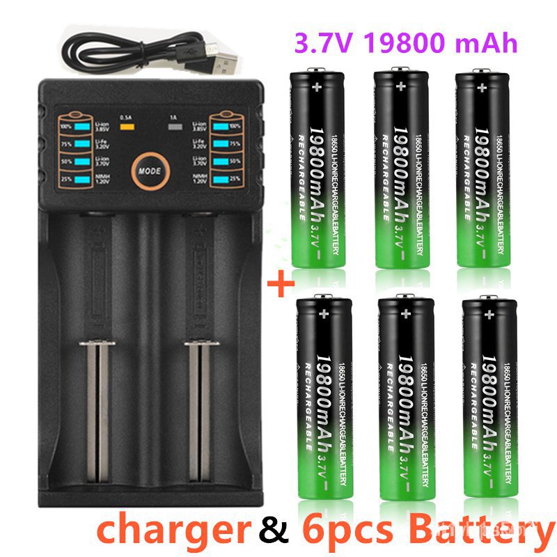 GTF 18650 battery flashlight 3.7V 18650 19800mAh rechargeable battery ...