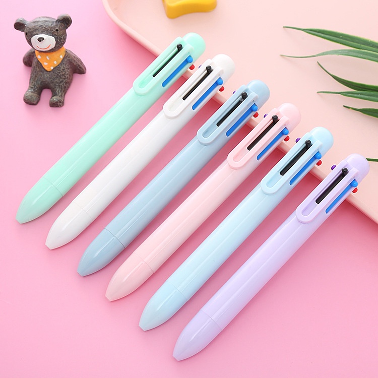 HGS Multi Colored Pen 6 in 1 Macaron Ballpoint Pen 0.5mm Colorful Ball ...
