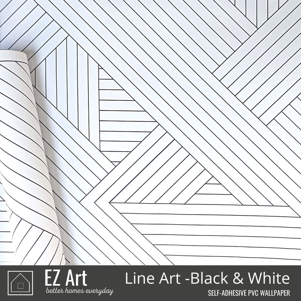 EZ Art Wallpaper 10M*45CM PVC Self adhesive Waterproof Black and White ...