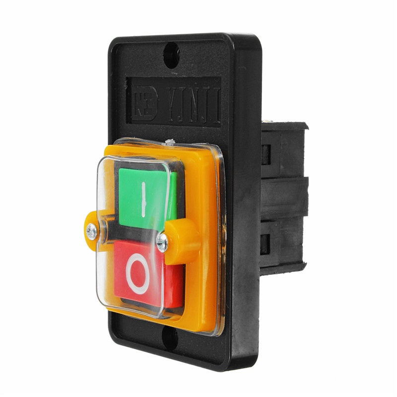 JLD On/Off Drill Motor Machine Switch Water Proof Push Button AC 220 ...