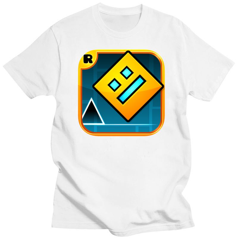 Brand New Summer Geometry Dash Game Logo T-Shirt Short Sleeves Cotton ...