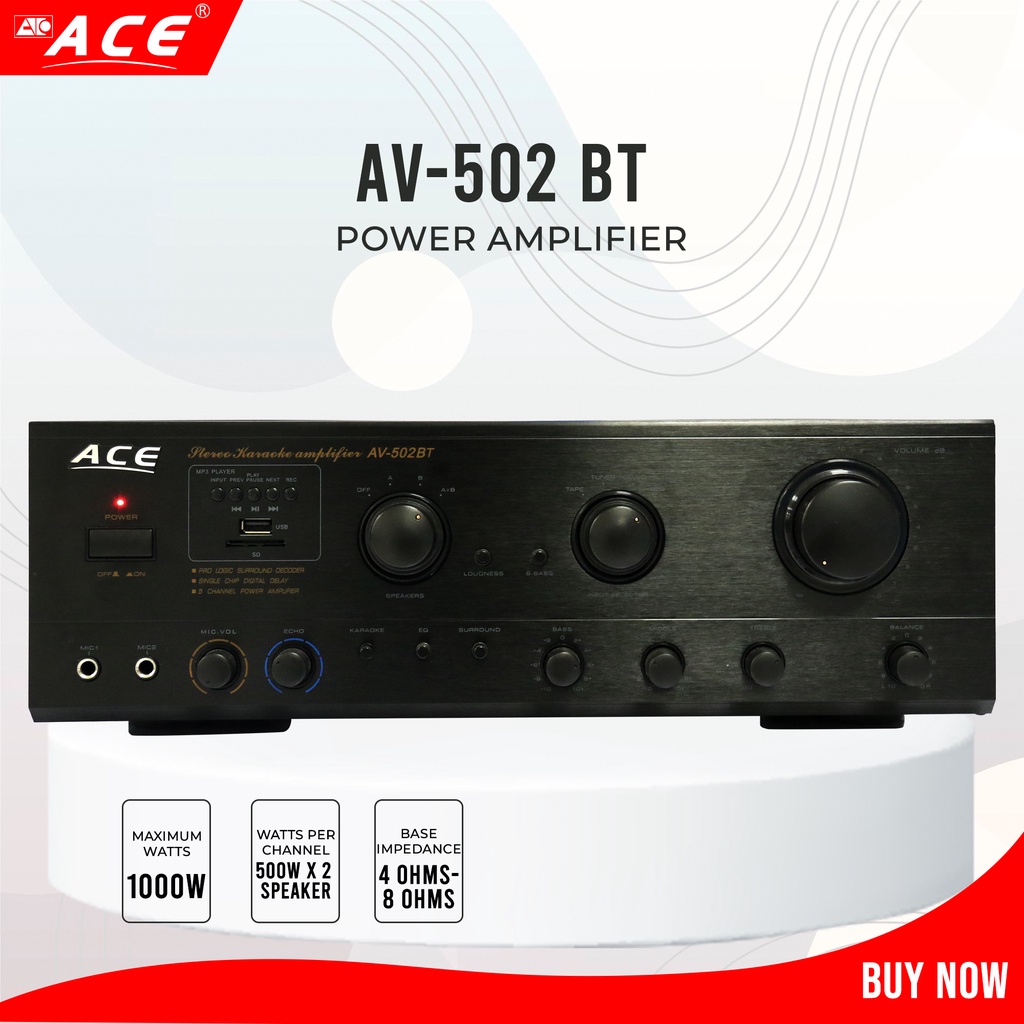 ACE-AV 502 BT POWER AMPLIFIER with FM, USB,SD Port, MP3 and Bluetooth ...