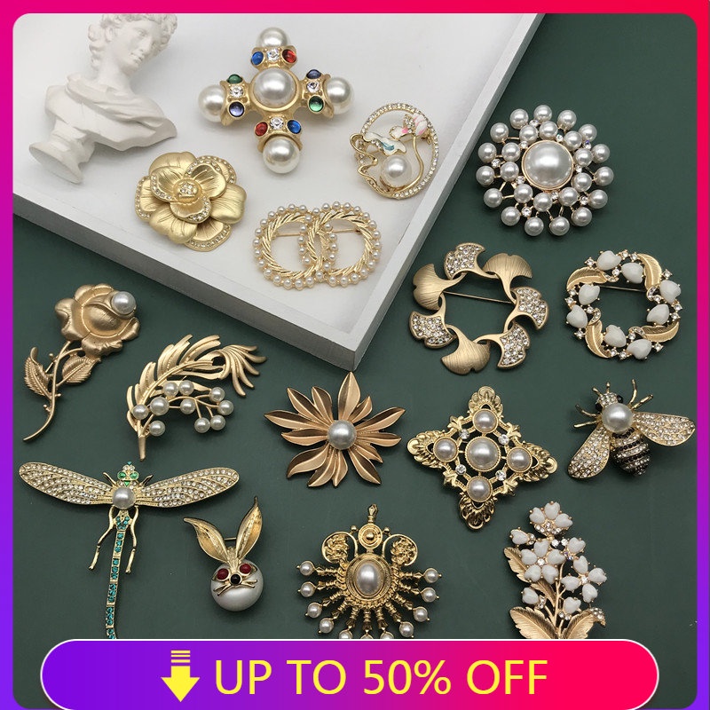 Shimk Vintage Women Baroque Palace Cross Flower Pins Brooches Retro ...