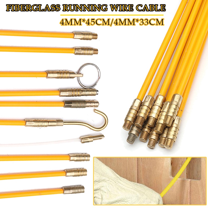 10Pcs Diameter 4mm 33/45cm Fiberglass Cable Push Puller Running Cable ...