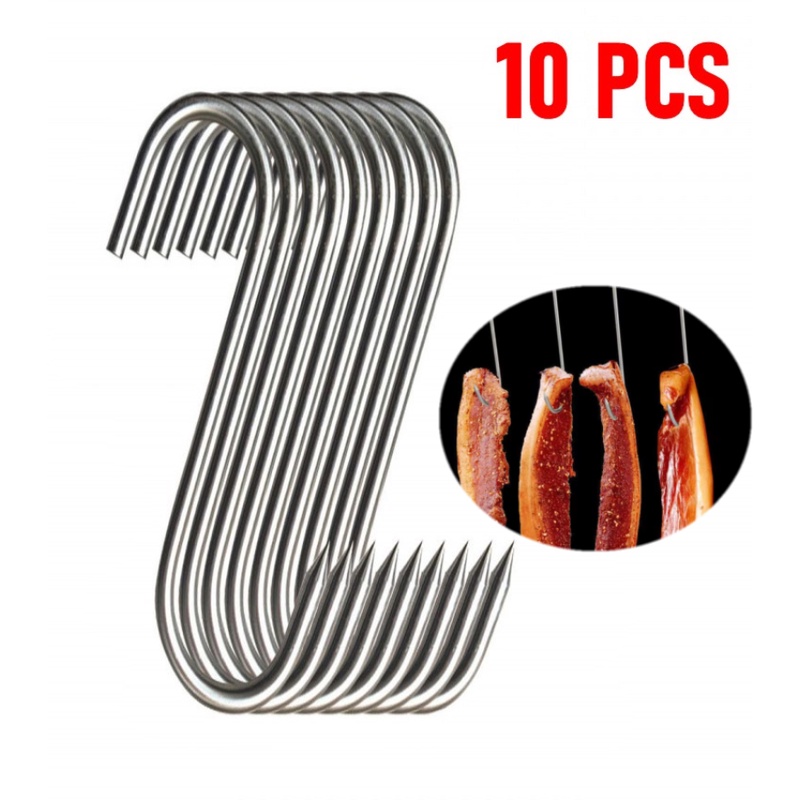 10Pcs/Set Meat Hooks Sharp Tip Load Bearing Anti-rust Stainless Steel ...