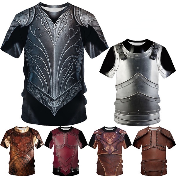 Summer New Men's Medieval Style Hero Armor 3D Printing T-shirt Men's ...