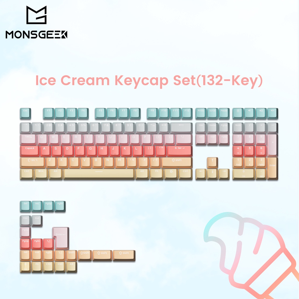 MonsGeek Ice Cream 132-key Keycap Set / Cream 282-key Keycap Set ...