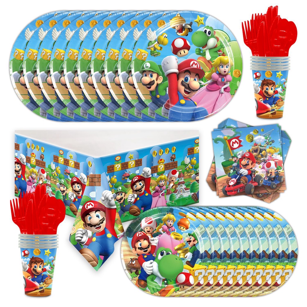 Anime Role-Playing Mario Birthday Party Scene Venue Layout Props ...
