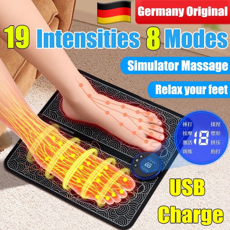 German Technology EMS Electric Foot Massager Foot Massage Pad Mat Feet ...