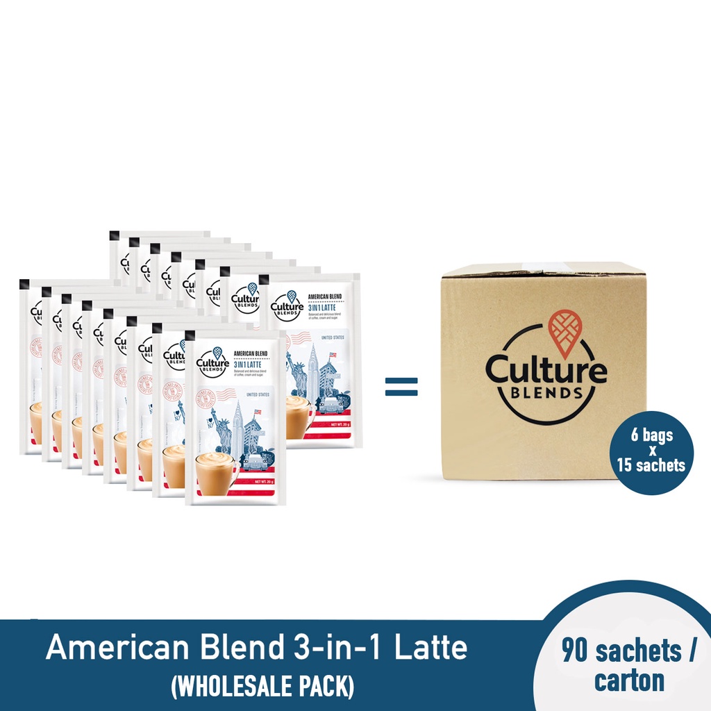 CULTURE BLENDS American Blend 3in1 Latte Coffee 20g x 15/pack x 6packs ...