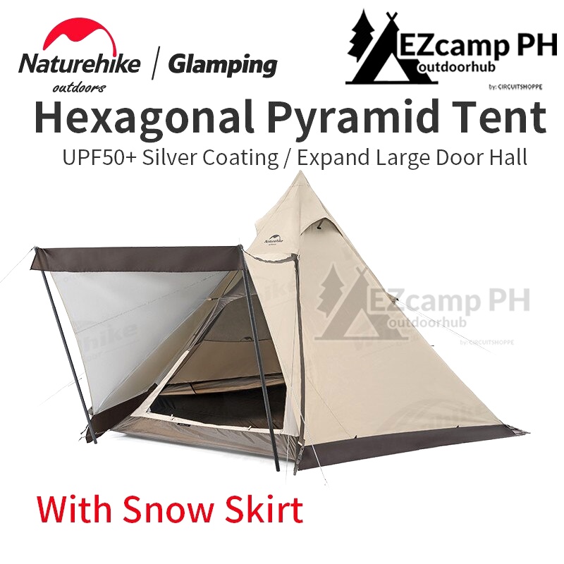 Naturehike RANCH Series Hexagonal Tipi Style Pyramid Camping Tent for 3 ...