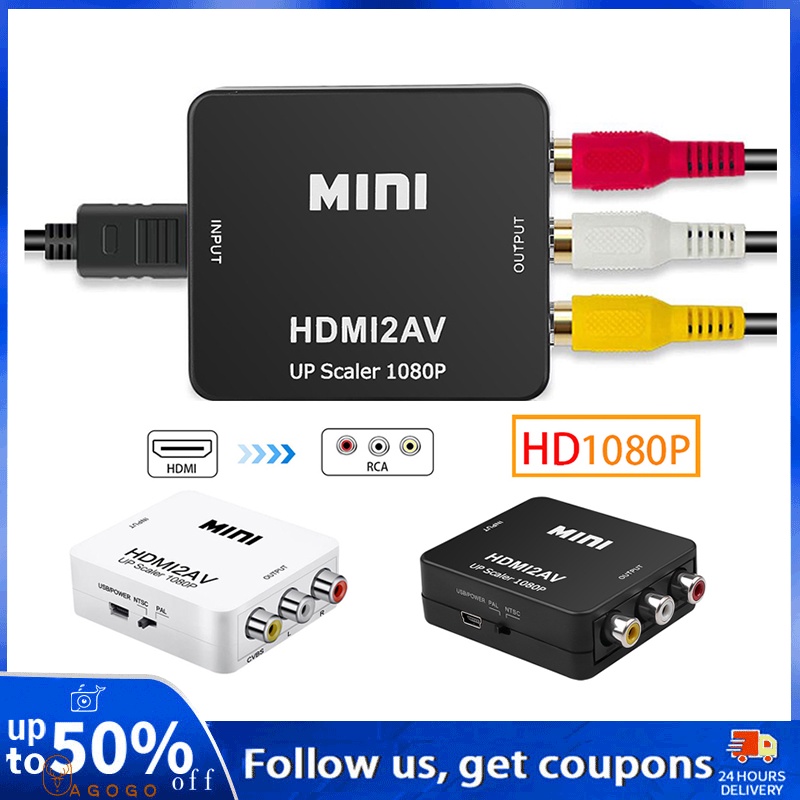 1080P HDMI TO AV Scaler Adapter HDMI To RCA AV/CVSB L/R Video HDMI2AV ...