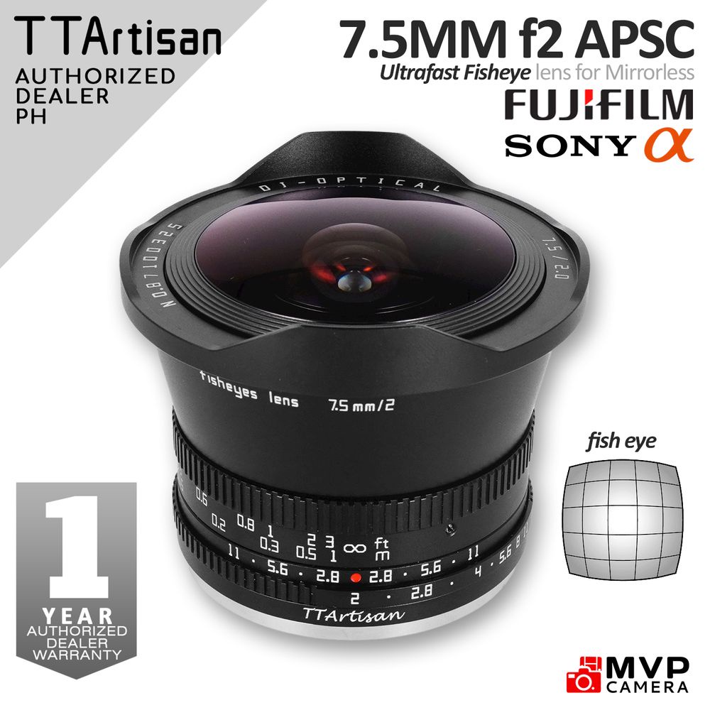 TTARTISAN 7.5mm F2.0 APS-C Large Aperture Cameras Lens Fisheye TT ARTISANS MVP CAMERA | Shopee ...