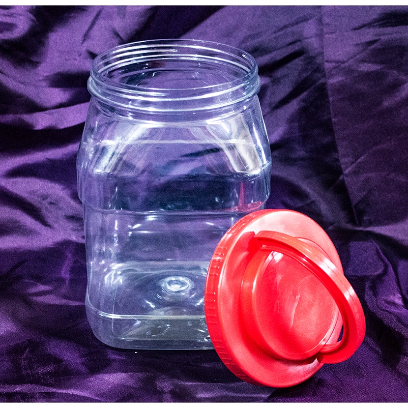 A0142 PET Plastic Jar 3 Liter Wide Mouth Square Jar with Induction ...
