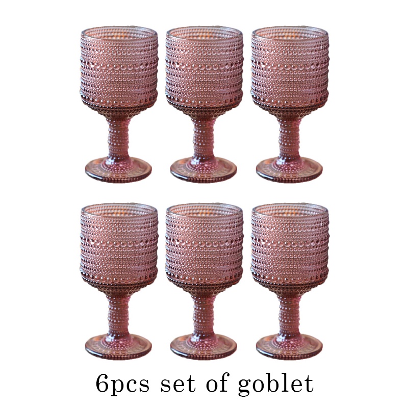 6pcs Modern Embossed Ball Type Goblet Glassware Water Goblet Glass ...