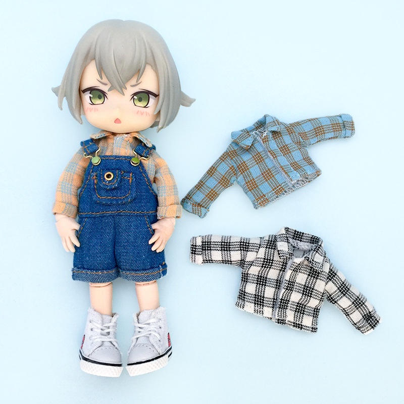ob11 nendoroid Clothes Plaid Shirt 1/12bjd Versatile Casual Long ...