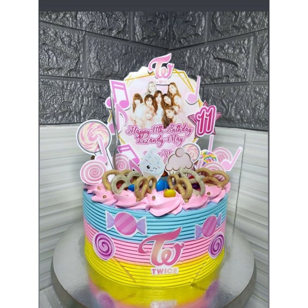 customized photo Printed cake toppers twice pink notes themed | Shopee ...