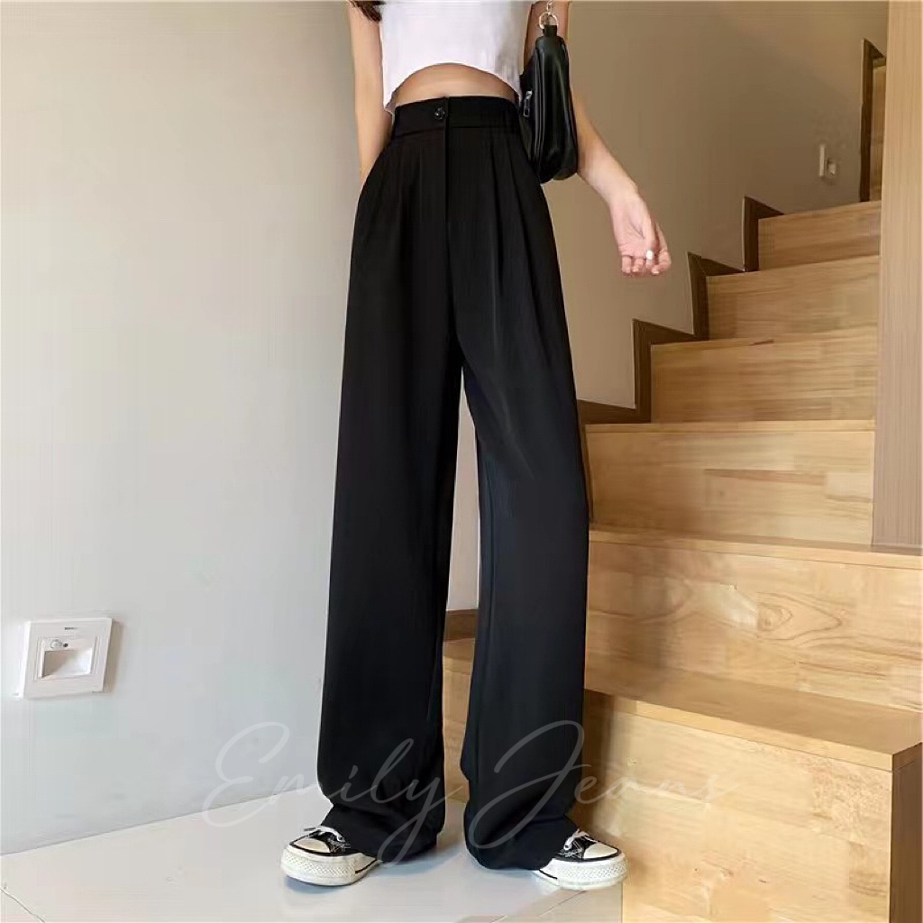 Emily Korean Dupe High Waist Loose Fit Trouser Pants Wide Leg 10940