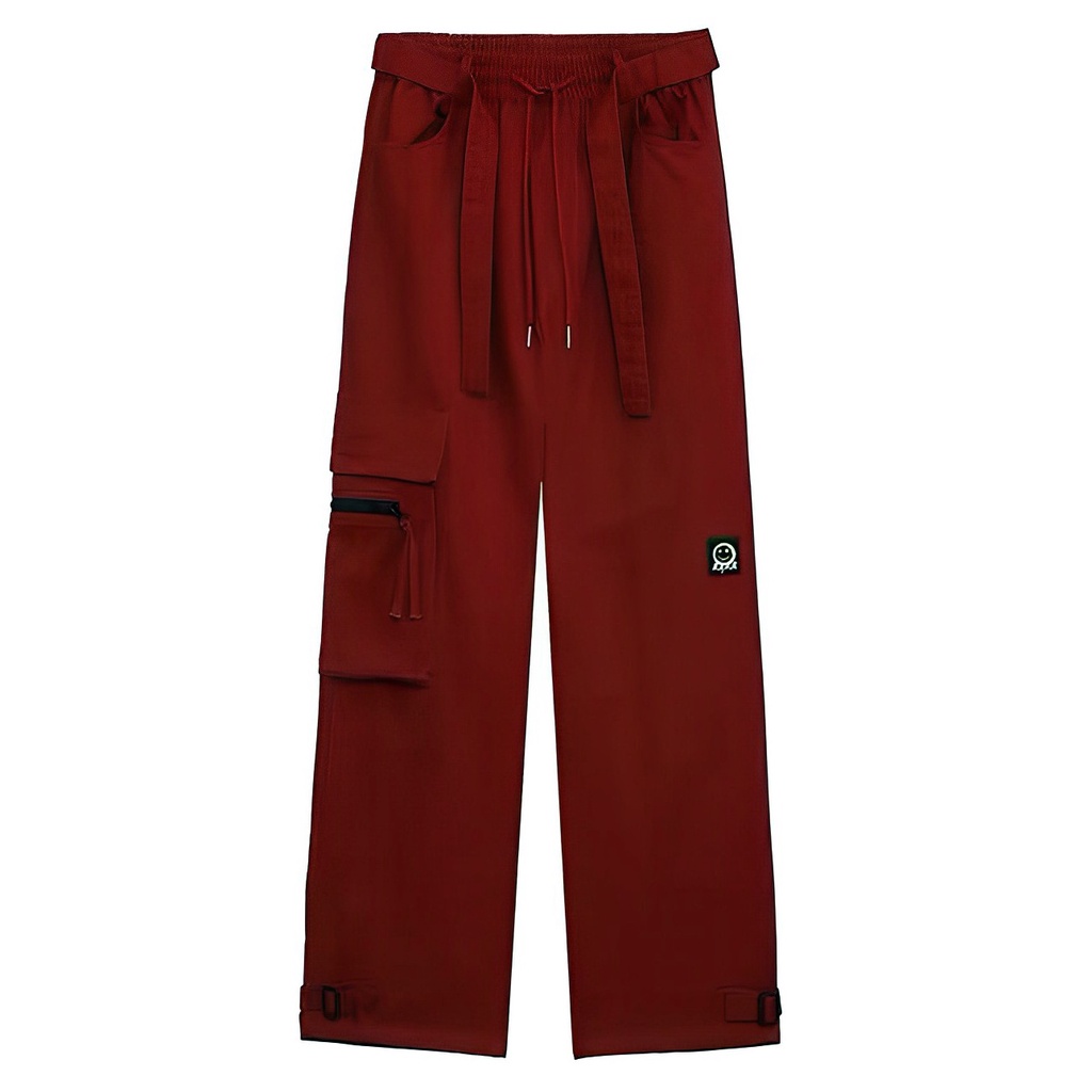 American Vintage Red Wide Leg Versatile Dance Mop Baggy Cargo Pants for ...