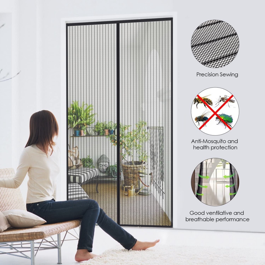 210*90CM Magnetic Screen Door Curtain Anti-Mosquito Net Fly Insect ...