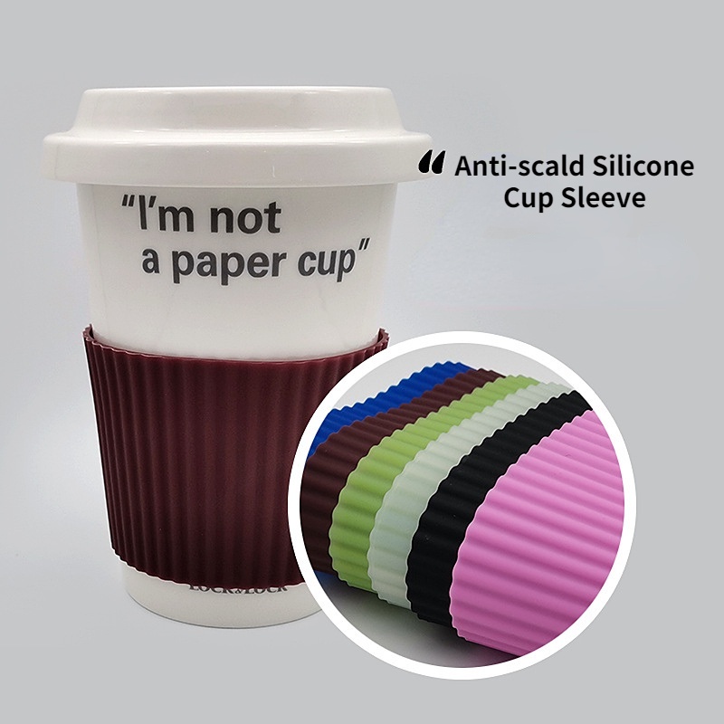 Reusable Coffee Cup Sleeves Heat Resistant Silicone Protector Cover for ...