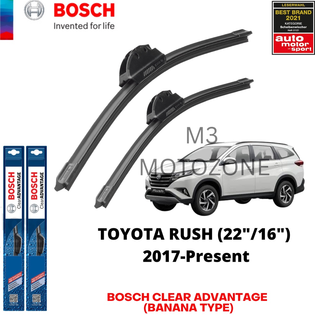Bosch Clear Advantage Wiper Blade Set for Toyota Rush 2017-Present (22"/16") | Shopee Philippines
