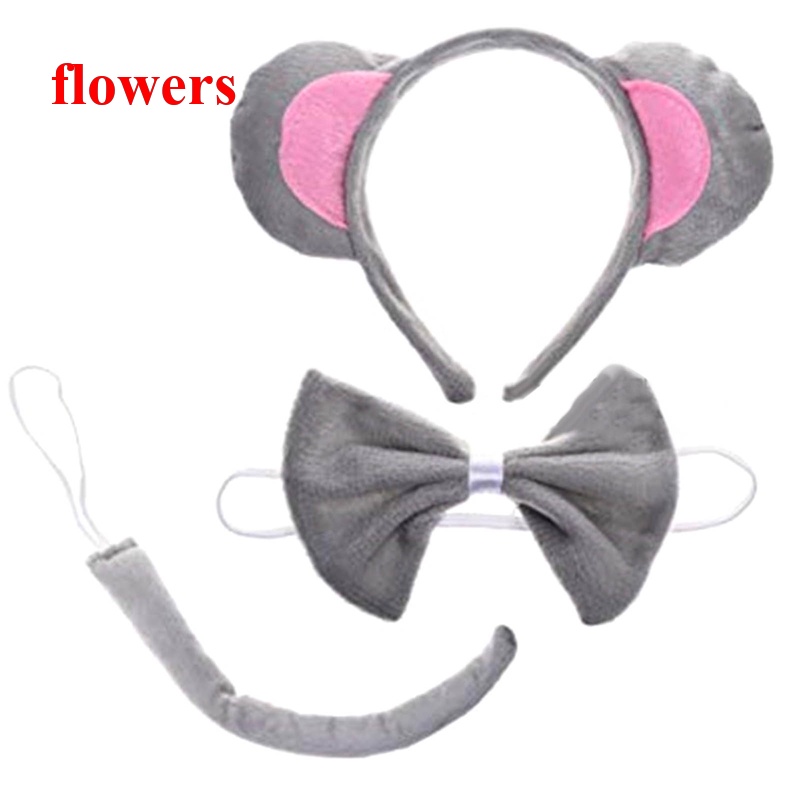 Flowers Skeleteen Mouse Costume Accessory Set - Grey and Pink Ears ...