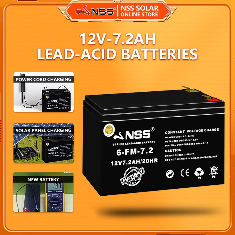 NSS Solar Battery 12V 7.2AH Sealed Lead Acid Battery Household Battery ...
