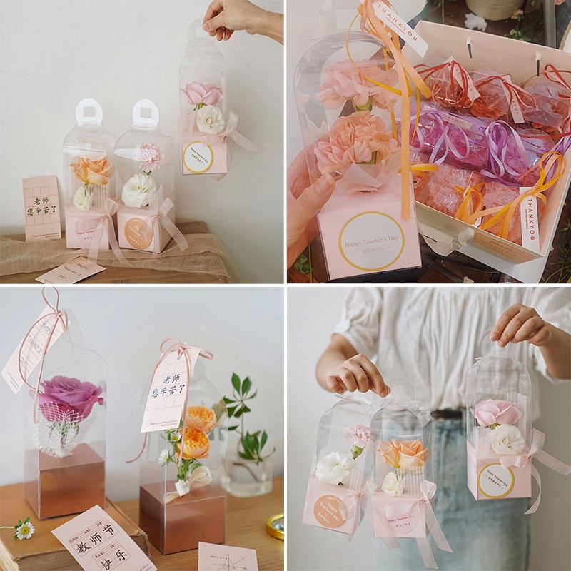 Ins Flower Packing Boxes Transparent Valentine's Day Gifts Flowe ...