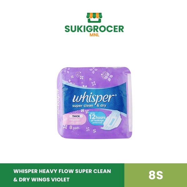 Whisper Heavy Flow Super Clean & Dry Wings Violet 8s | Shopee Philippines