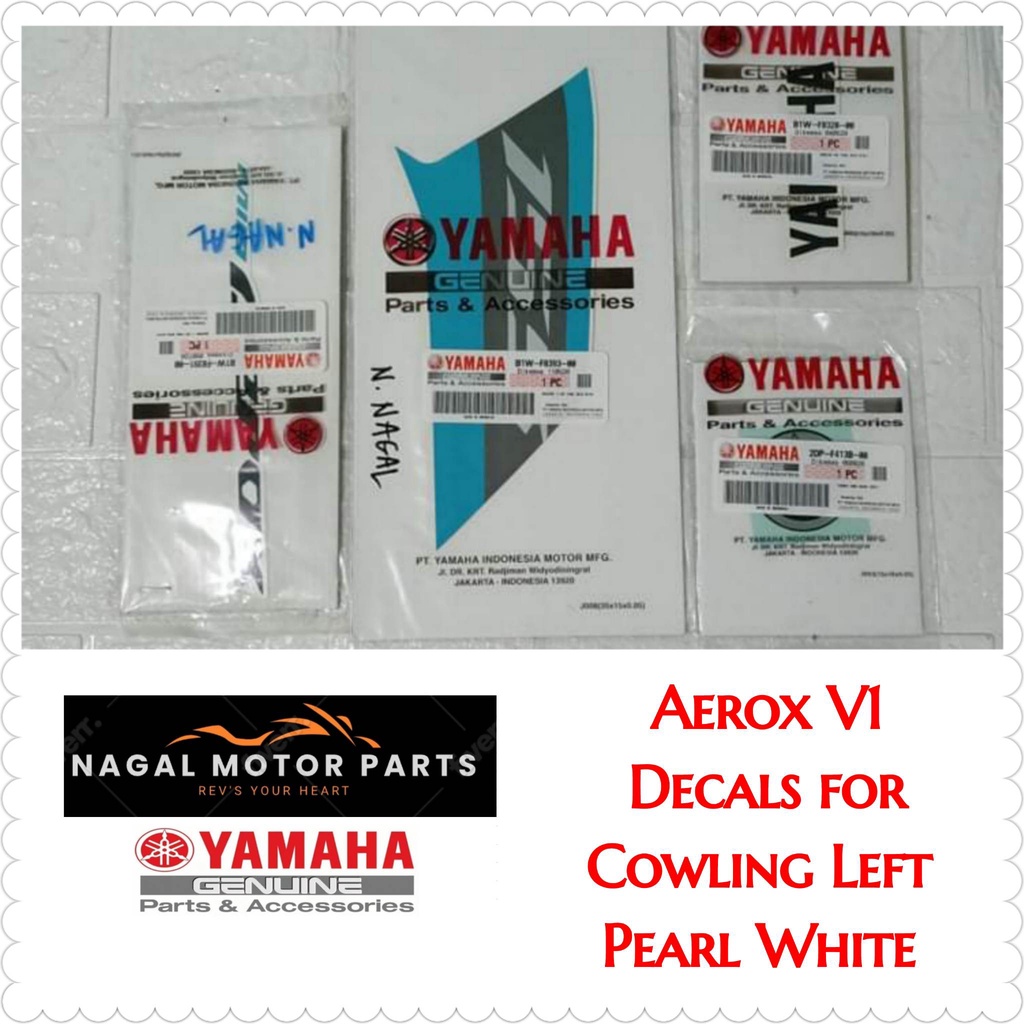 DECALS/STICKER FOR COWLING PEARL WHITE AEROX V1 YAMAHA GENUINE PARTS ...