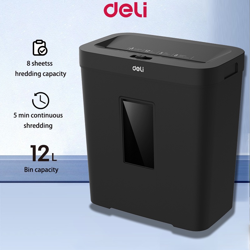 Deli 15/12L Automatic Cutting Paper Shredder 8 Sheets Paper Feeder ...