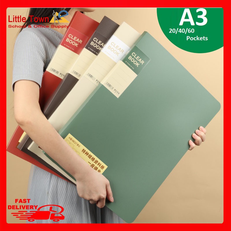 Thickened Booklet Display Book Clear Book Size A3 20/30/40/60 Pockets ...