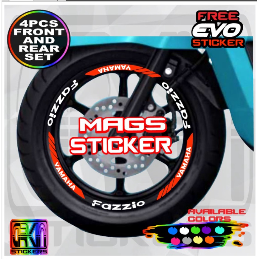 Yamaha Fazzio mags sticker 4pcs set front and rear sticker decals ...