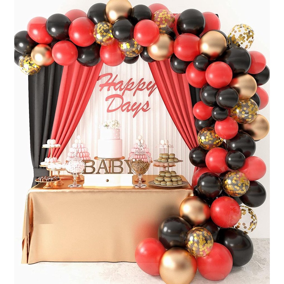 Red Black Balloons Garland Kit Bridal Baby Shower Birthday Wedding ...