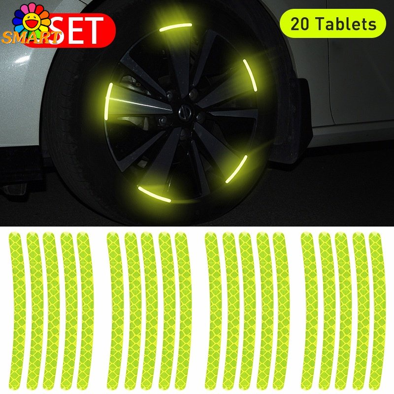 20pcs Car Wheel Hub Reflective Sticker Car Styling Tire Rim Luminous ...