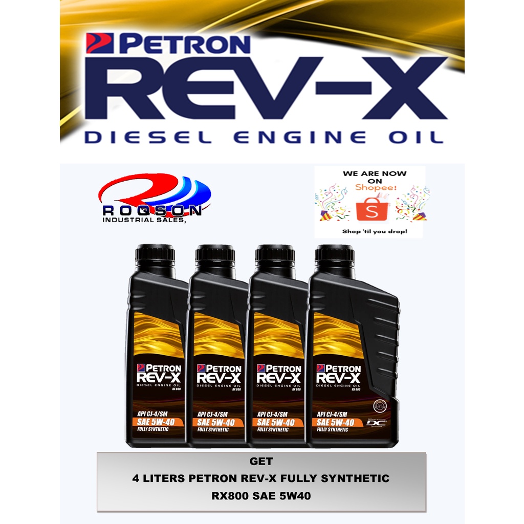 PETRON REV-X RX800 FULLY SYNTHETIC DIESEL ENGINE OIL SAE5W-40 (4 Liters ...