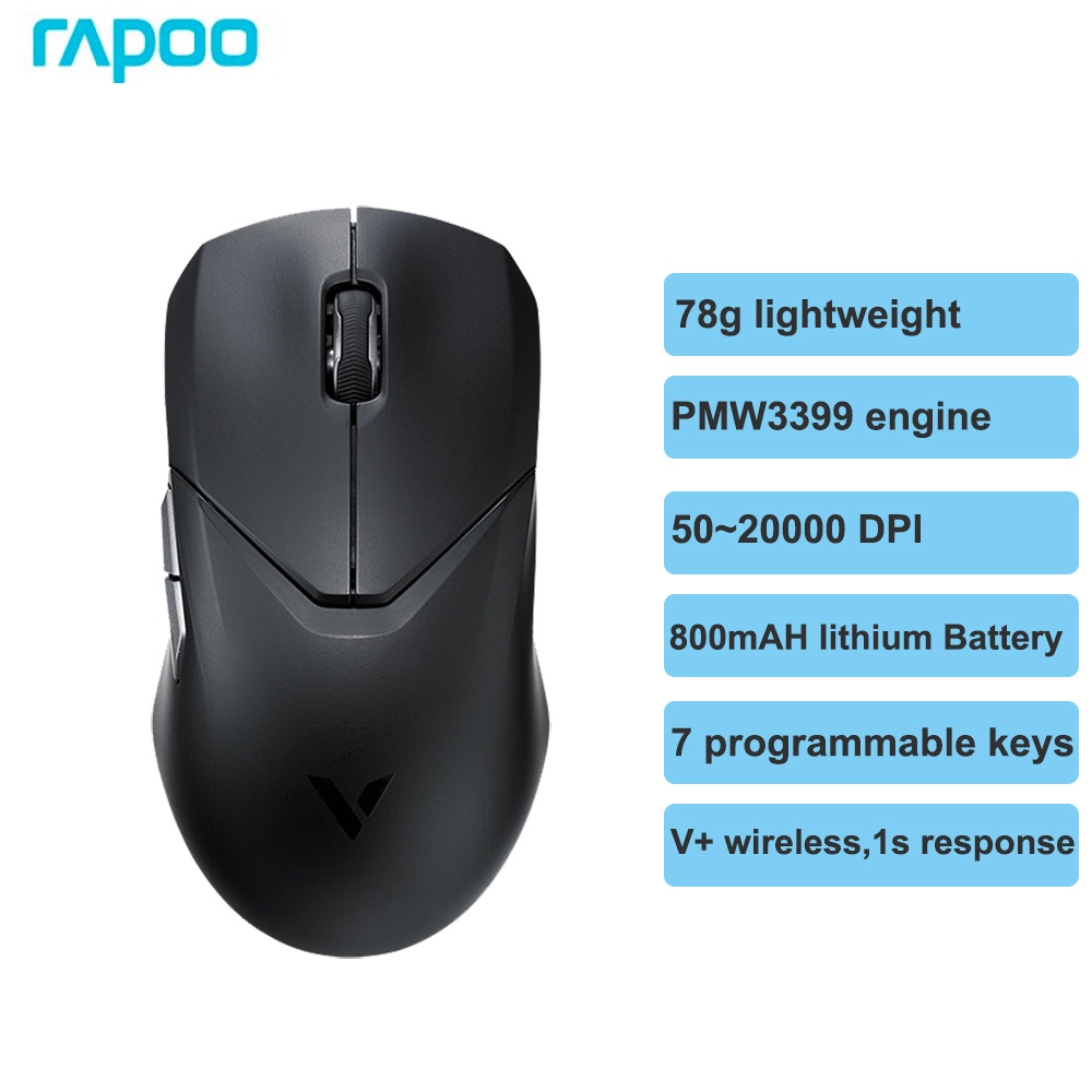 Rappo VT9 Wireless/Wired Dual-mode Gaming Mouse,78g Lightweight E-sport Mice,PMW3399 Engine,50 ...
