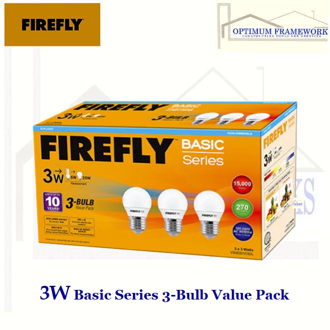 Firefly LED Bulb 3W, 5W, 7W, 9W, 11W, 13W, 15W 3PCS Value Pack ...
