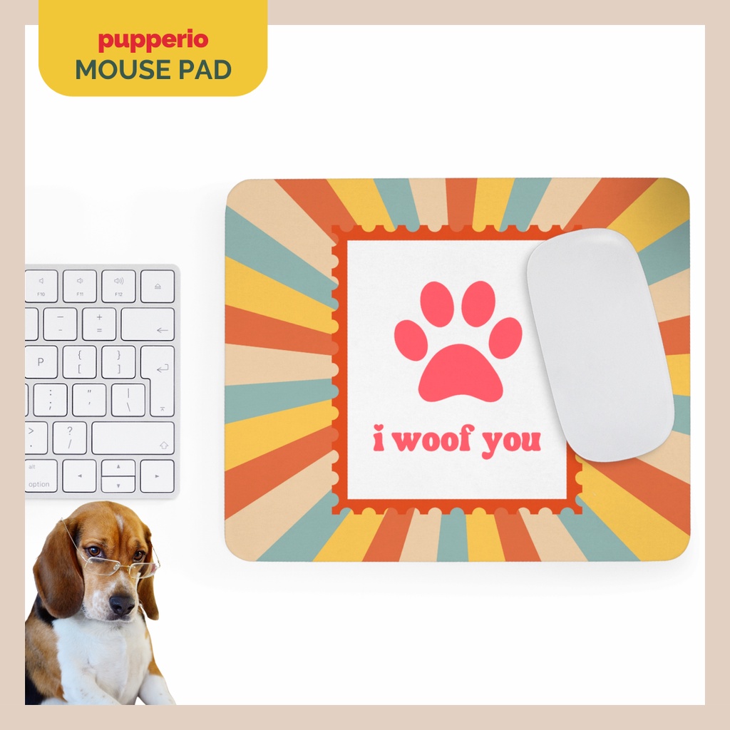 PUPPERIO - I Woof You Mouse Pad (non-slip, cute laptop mousepad dog and ...