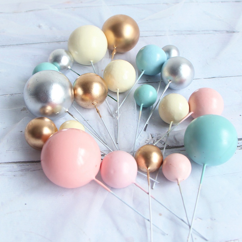 4pcs/Set Foam Colorful Ball Cake Decoration Birthday Party Cake Topper ...
