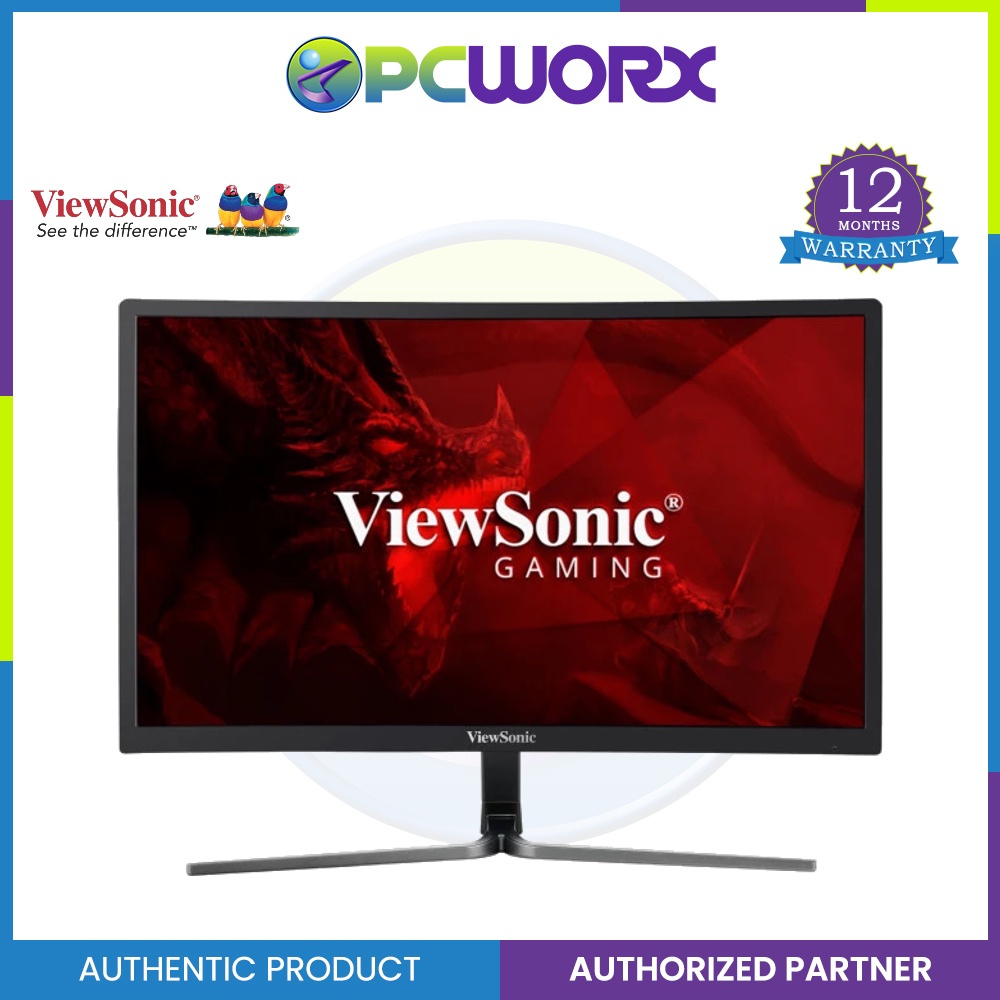 ViewSonic VX2458-C-MHD 24 Inch 1080p Curved 144Hz 1ms Gaming Monitor ...